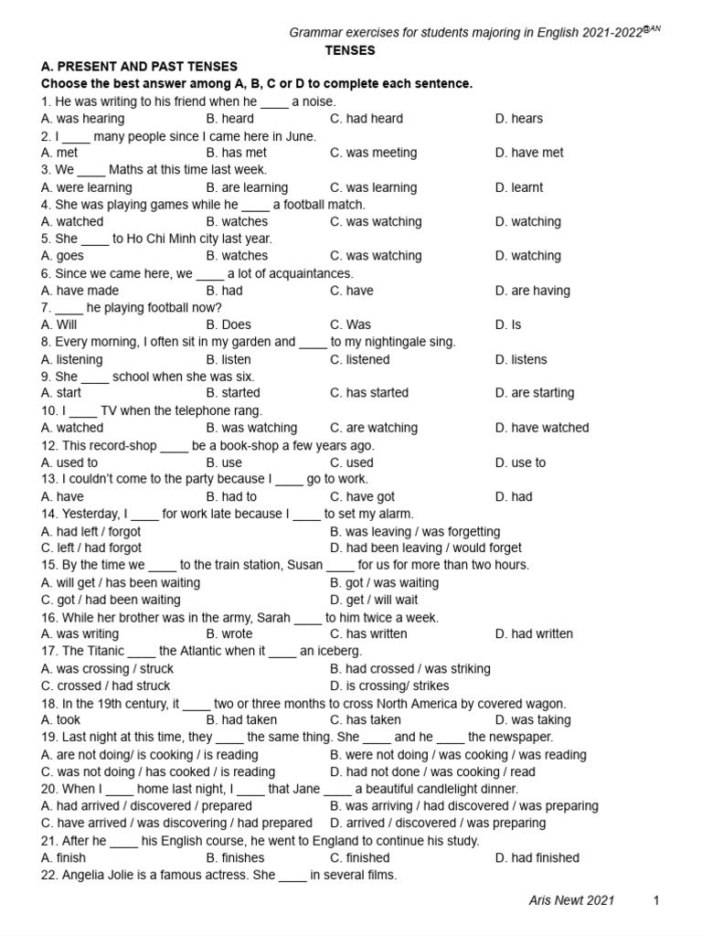 Grammar Exercises Google Docs | PDF