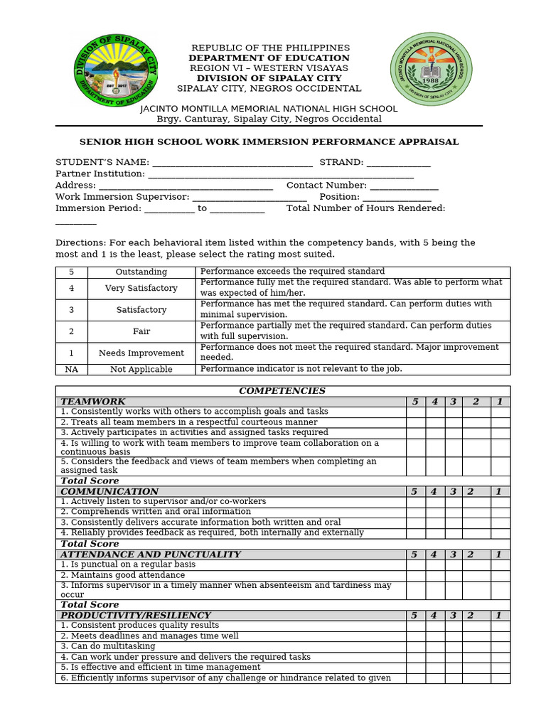Immersion Rating Sheet | PDF | Business | Cognition