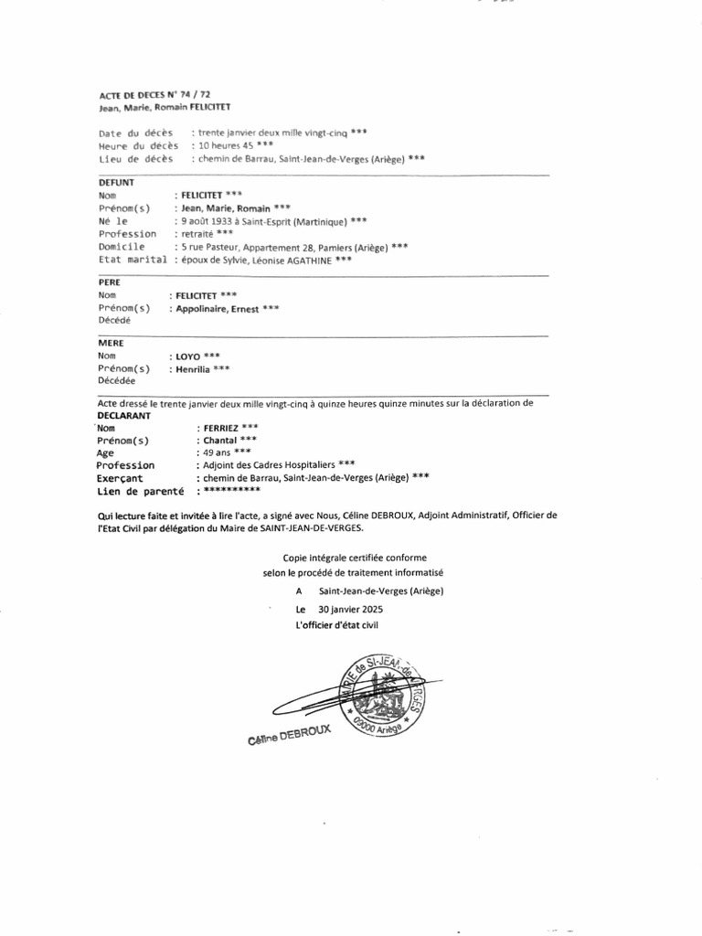 Acte décès papi | PDF