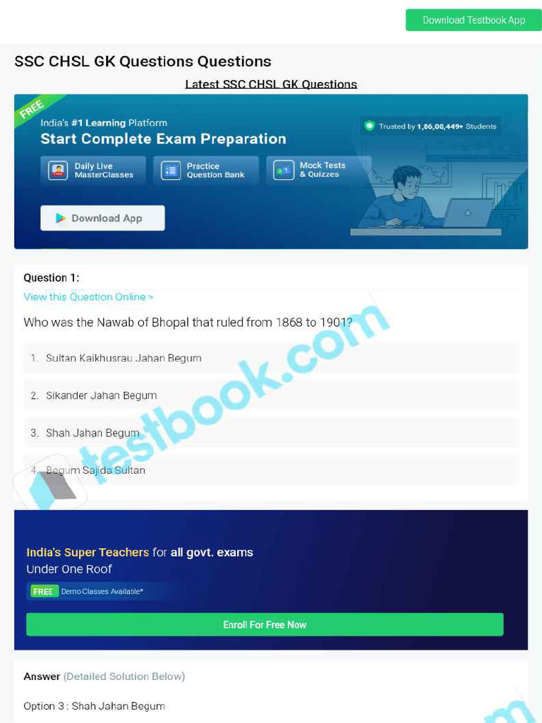 SSC CHSL GK Questions 63914c606042bb9c4297658c | PDF
