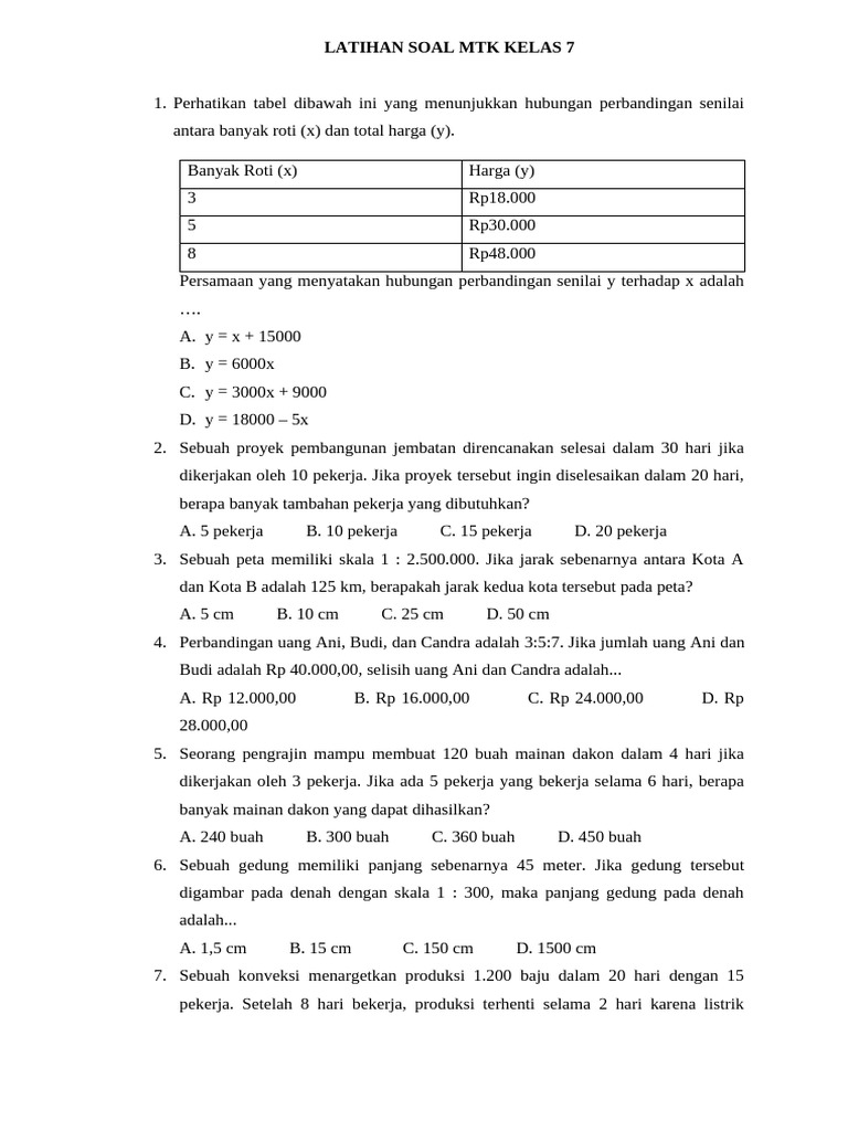 Latihan Soal MTK Kelas 7 Edrick | PDF