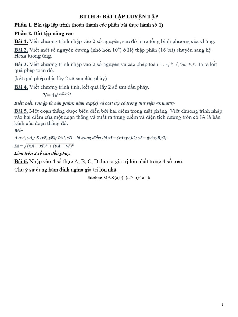 Bai Tap Luyen Tap | PDF