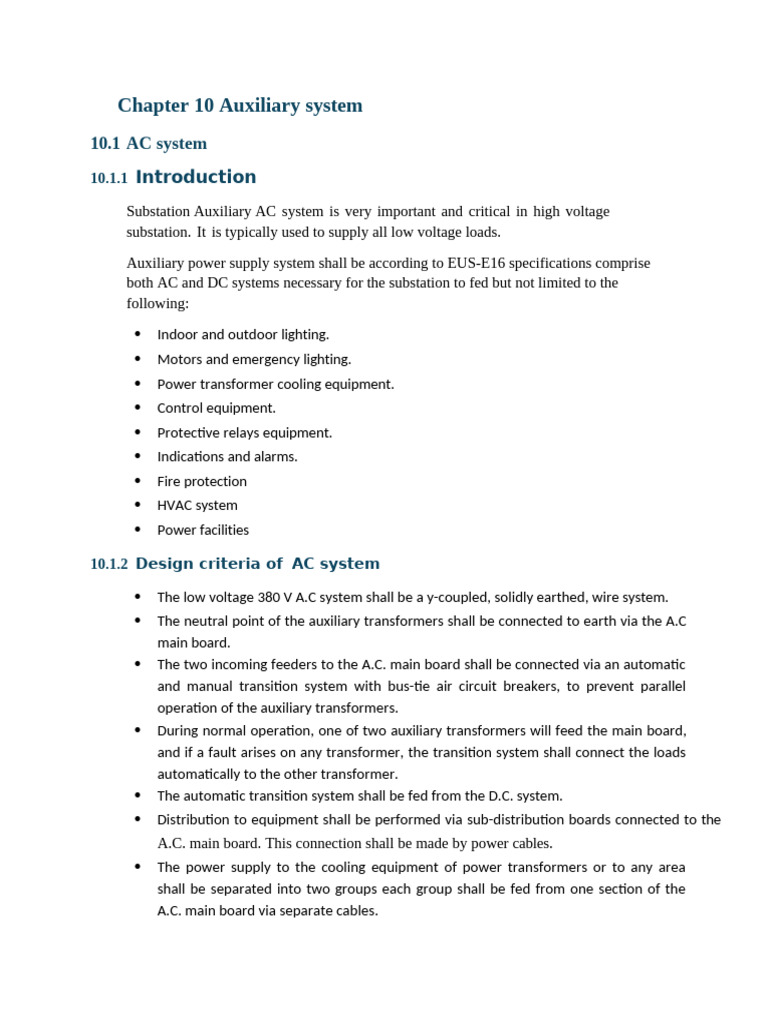 Auxiliary AC/DC Systems in Substations | PDF | Direct Current | Transformer