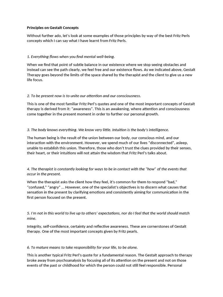 Principles On Gestalt Concepts | PDF | Gestalt Therapy | Perfectionism ...