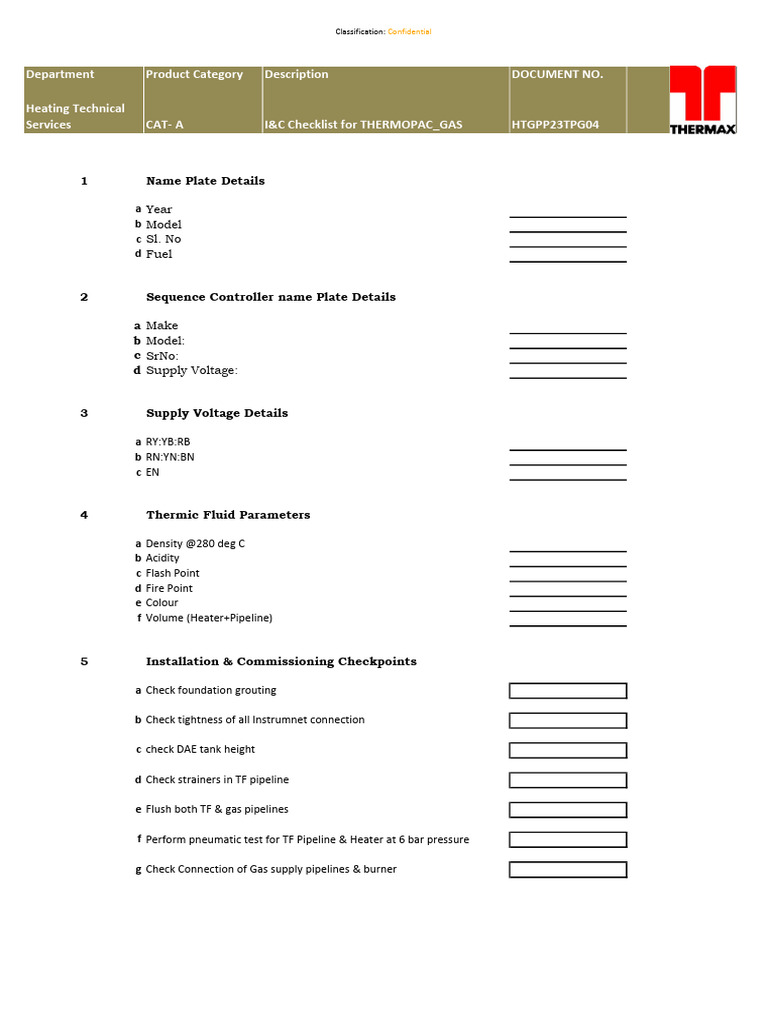 I&c Checklist - Cat A - TP - Gas | PDF | Pump | Gases