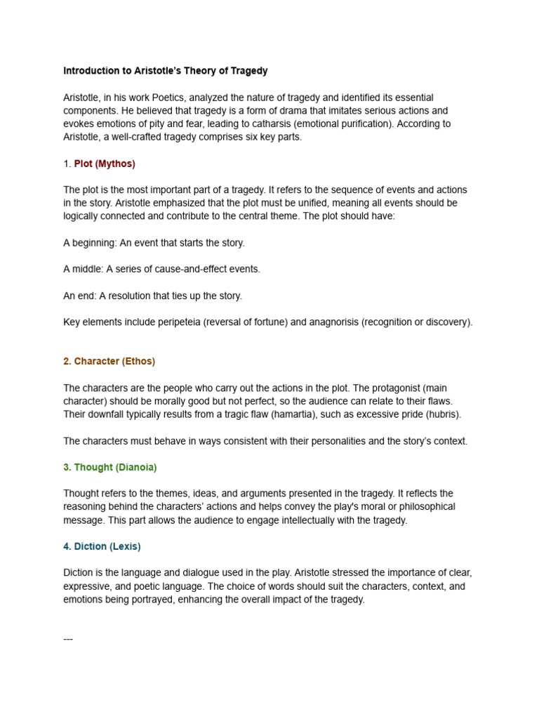 Constituent Parts of Tragedy | PDF | Tragedy | Plot (Narrative)