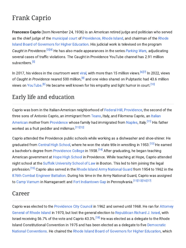 Frank Caprio - Wikipedia | PDF