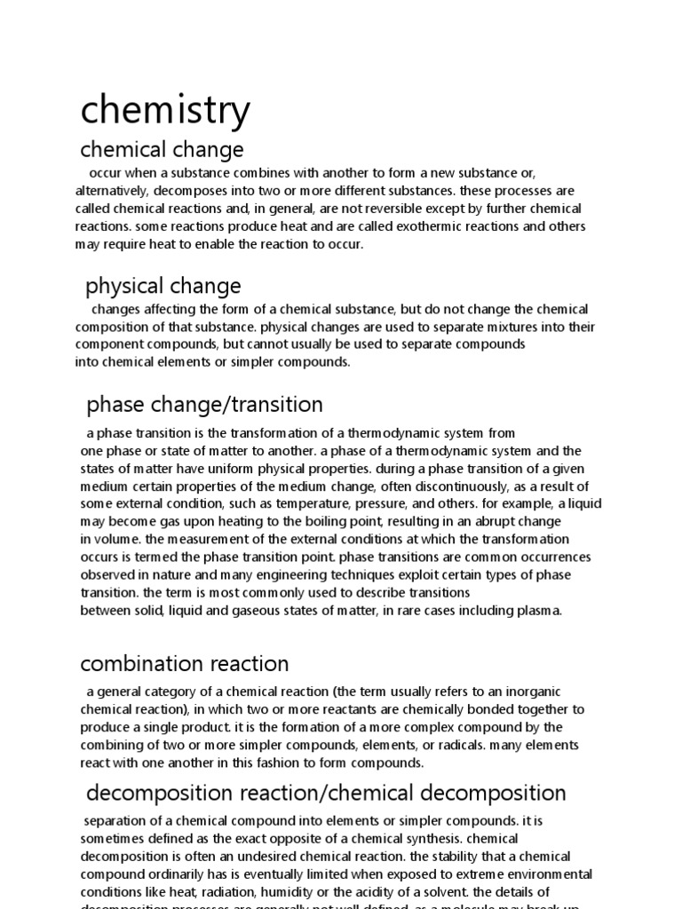 Chemistry | PDF | Chemical Reactions | Chemical Substances