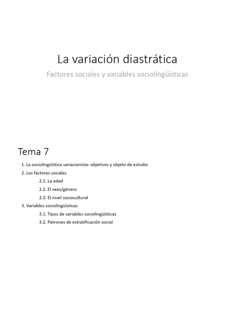 Tema 7. La Variación Diastrática. | PDF | Sociolingüística | Lingüística
