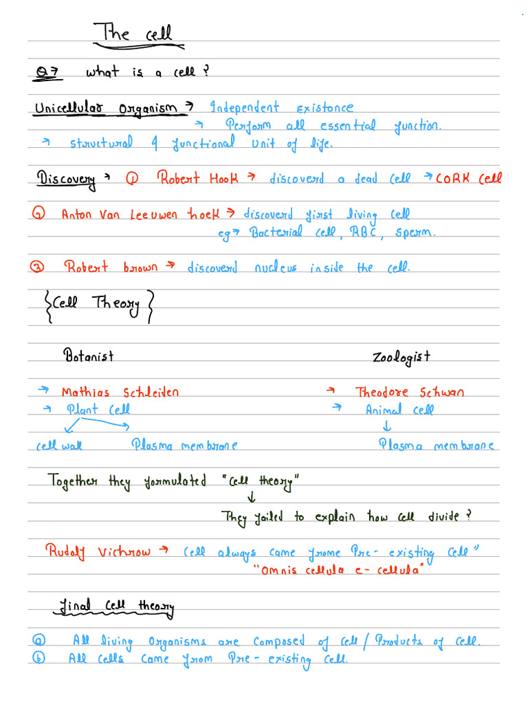 Cell The Unit of Life Notes | PDF