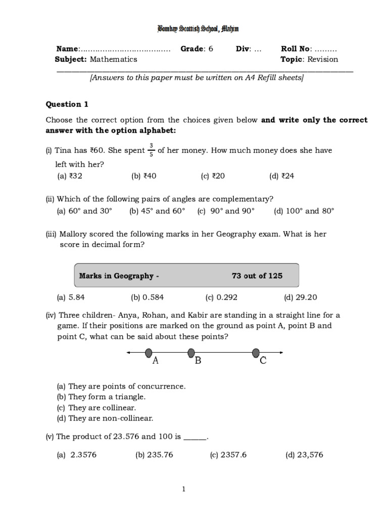 g6 Mathematics Mt1 Revision 25 | PDF | Fruit Preserves