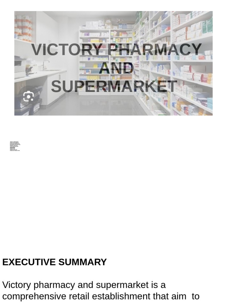 Victory Pharmacy and Supermarket by Ovie Victory | PDF | Supermarket ...