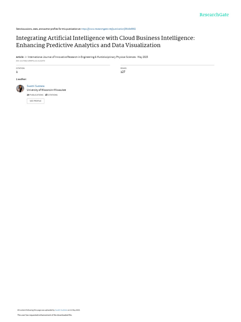 Integrating Artificial Intelligence With Cloud Business Intelligence: Enhancing Predictive ...