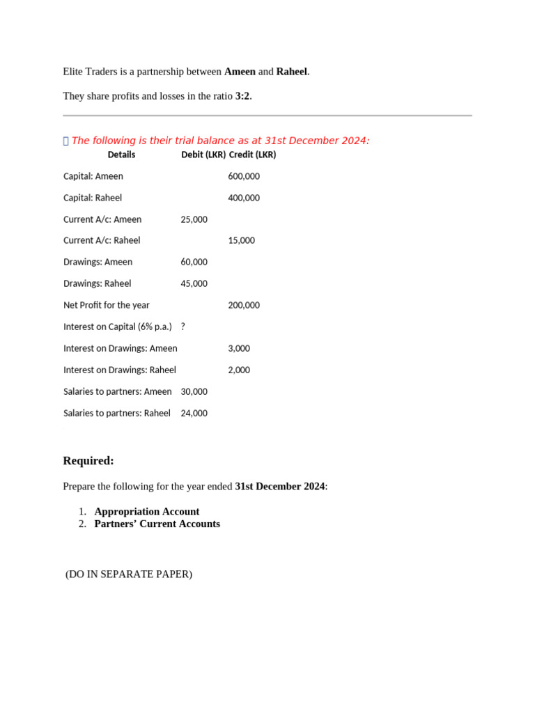 Partnership Account Question | PDF