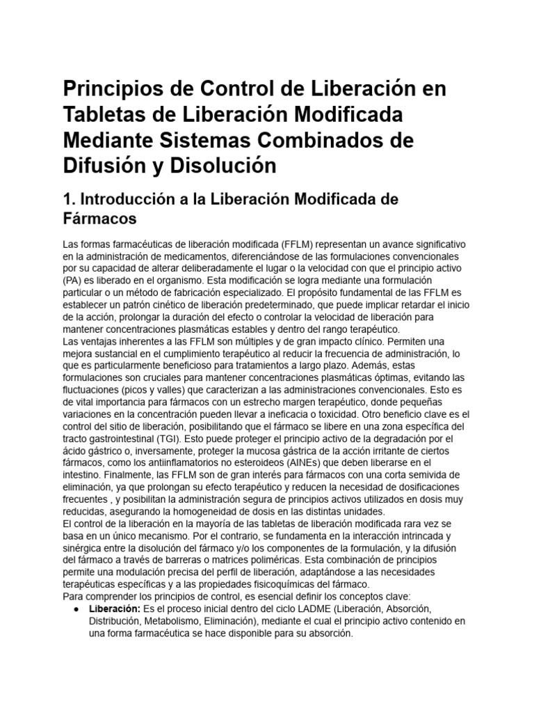 Control de Liberación en Tabletas Modificadas | PDF | Medicamentos con ...