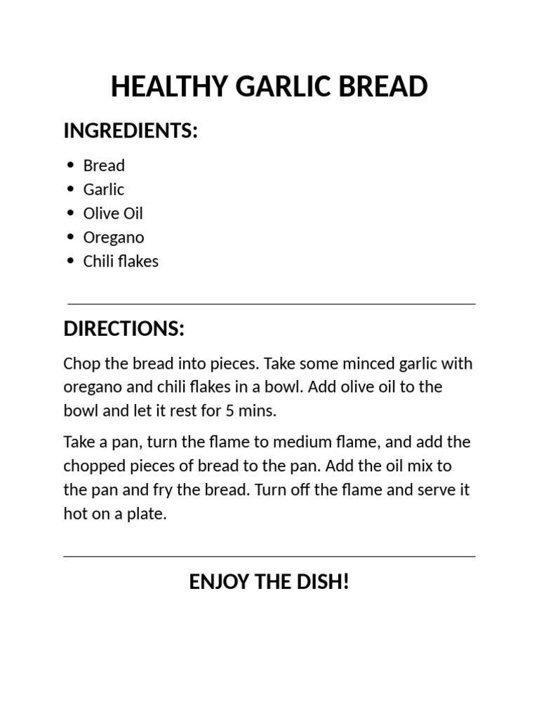 Healthy Garlic Bread | PDF