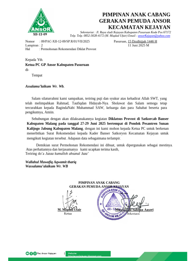 Surat Ijin Imam Wahyu | PDF