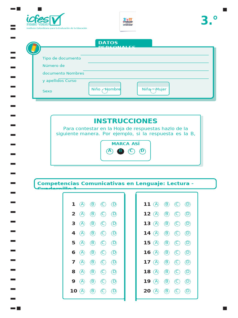 Hoja de Respuestas Cuadernillo ...