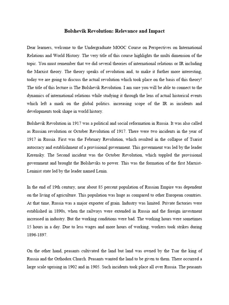 Module 28-Bolshevik Revolution | PDF | Vladimir Lenin | Bolsheviks
