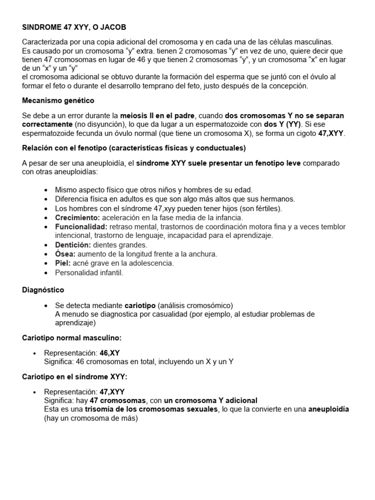 Sindrome 47 Xyy | PDF | Cariotipo | Nucleo celular