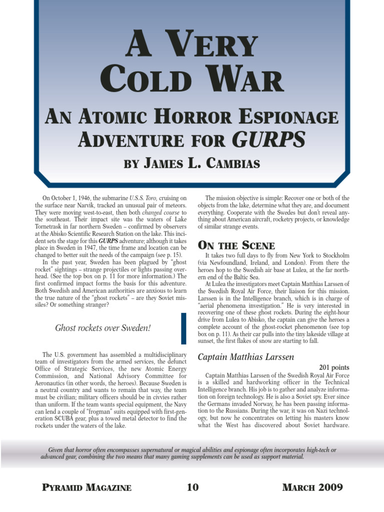 3-05 - ADVENTURE - A Very Cold War (40s Horror Espionage) | PDF