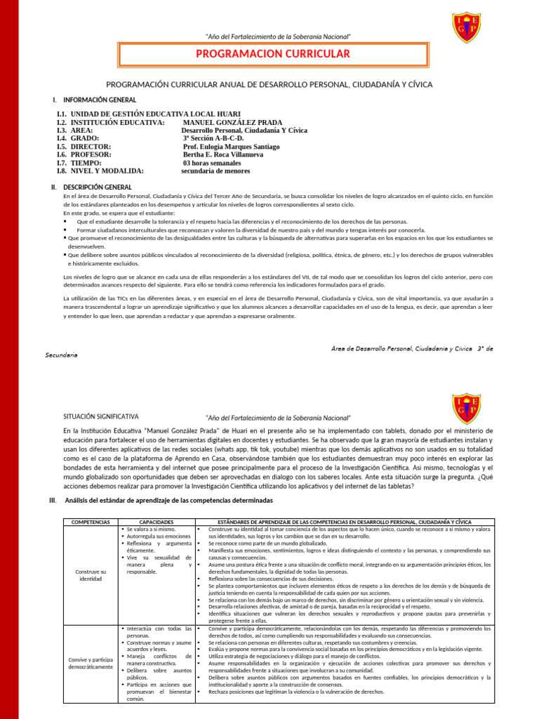 3ro Programacion Anual FINAL | PDF | Enseñando | Entorno natural