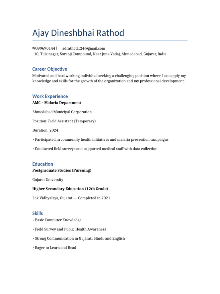 Ajay Rathod Resume | PDF