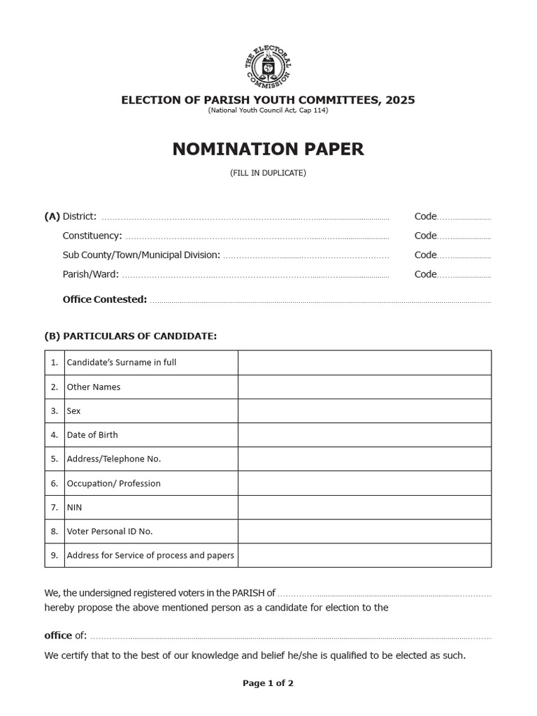Councillor Nomination Form 2025 | PDF | Democracy | Political Ideologies