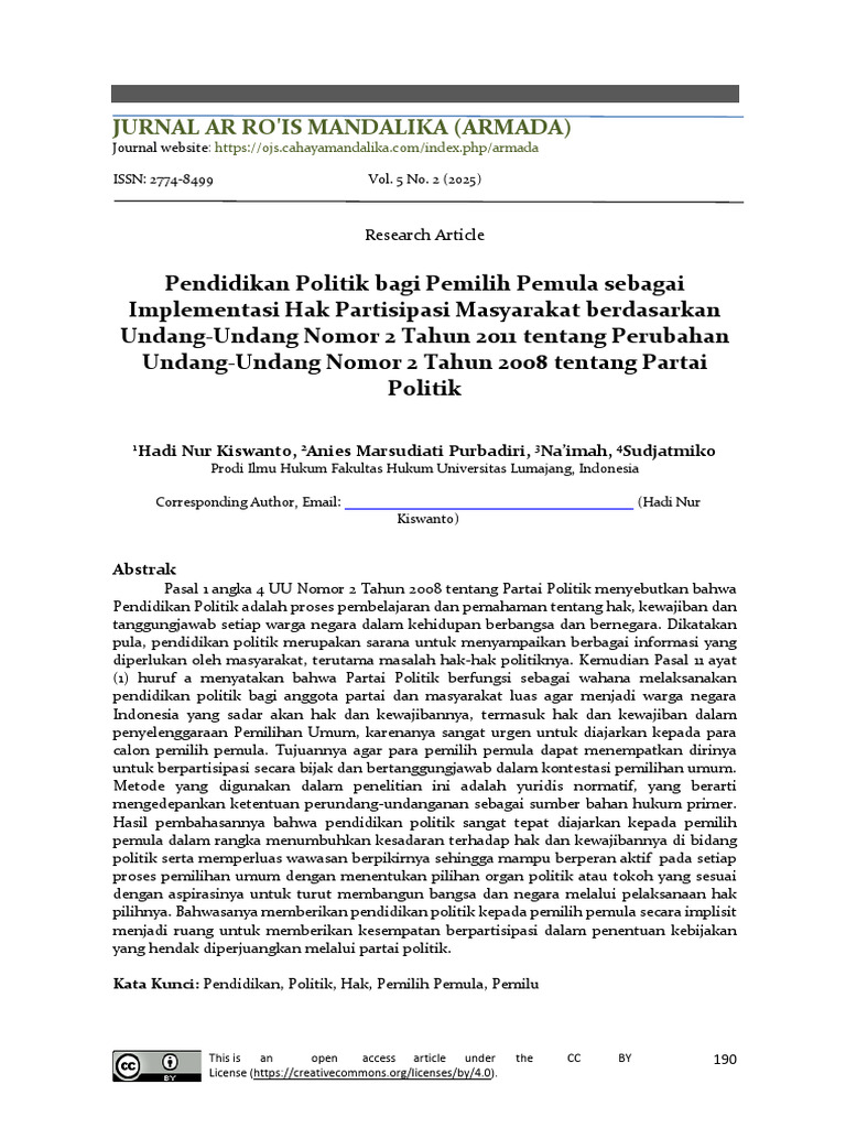 Pendidikan Politik untuk Pemilih Pemula | PDF