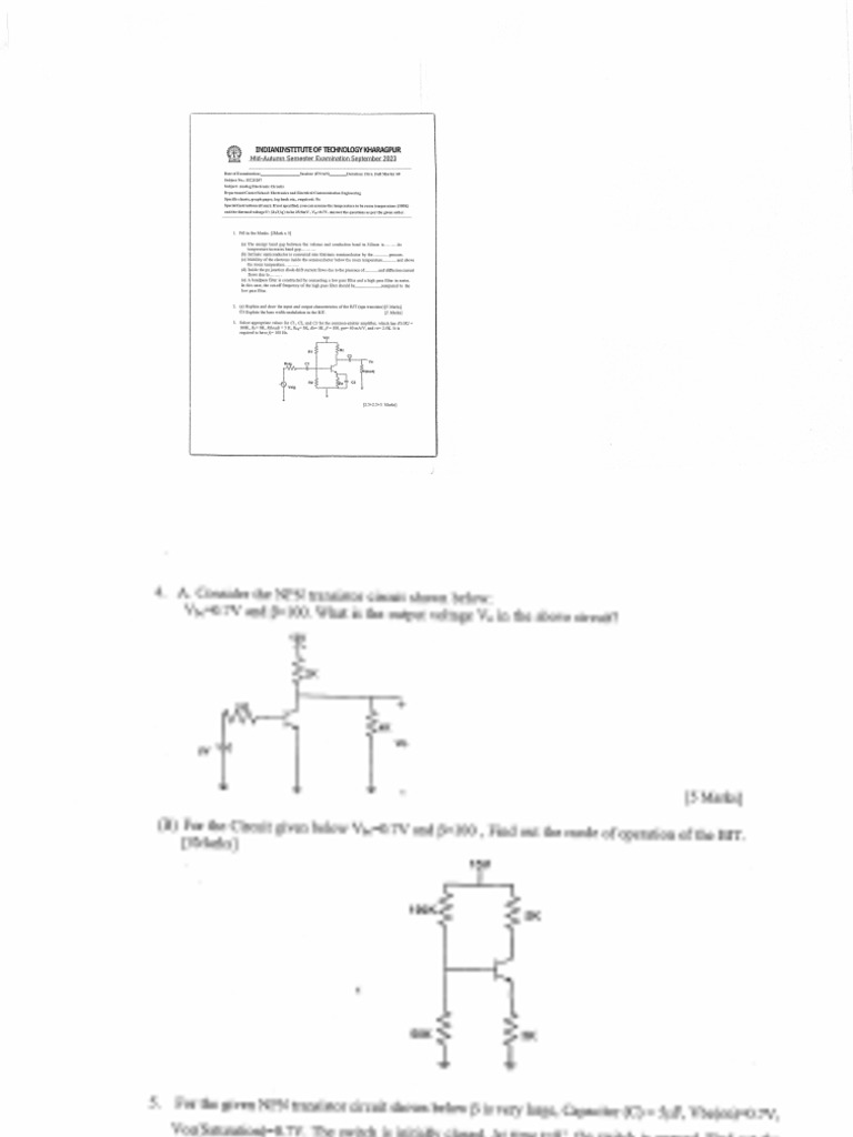 2023 Mid Autumn E&ECE Engg EC21207 Analog Electronic Circuits MA 2023 | PDF