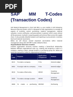 Sap MM T-Codes | PDF | Business | Supply Chain Management