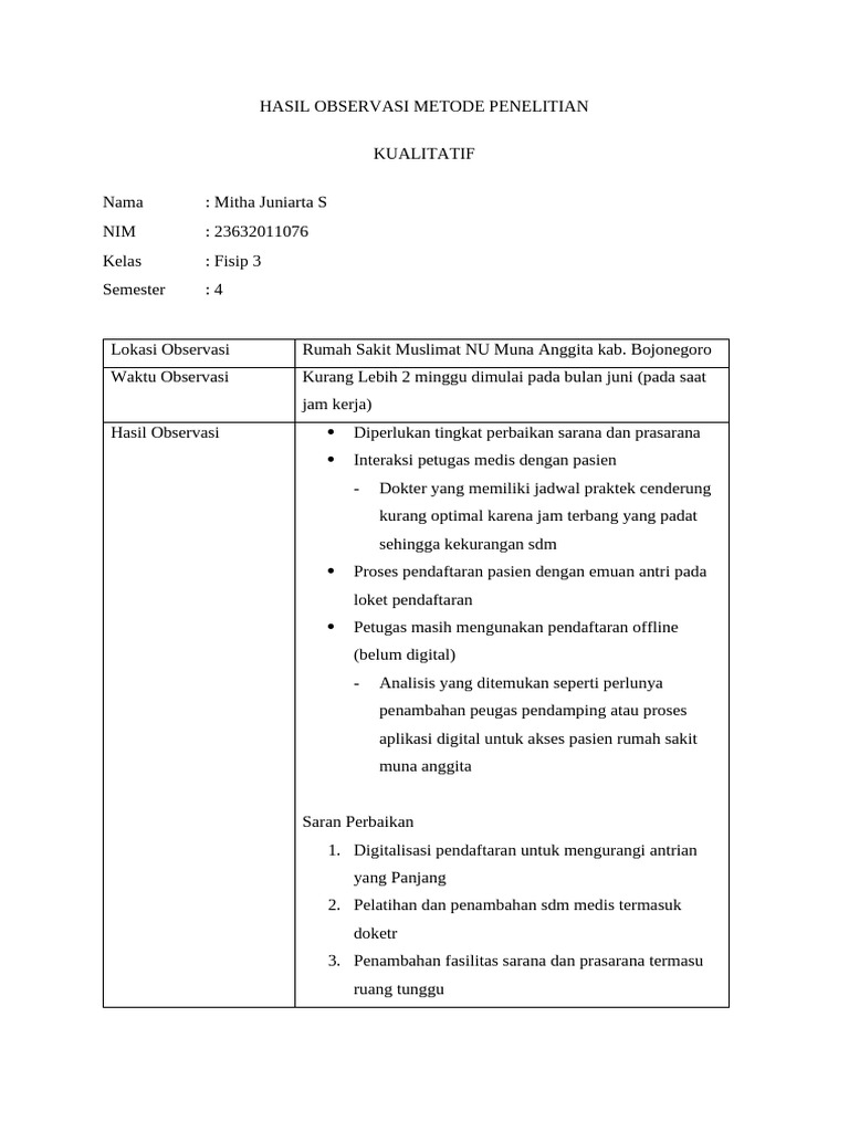 Hasil Observasi Metode Penelitian | PDF