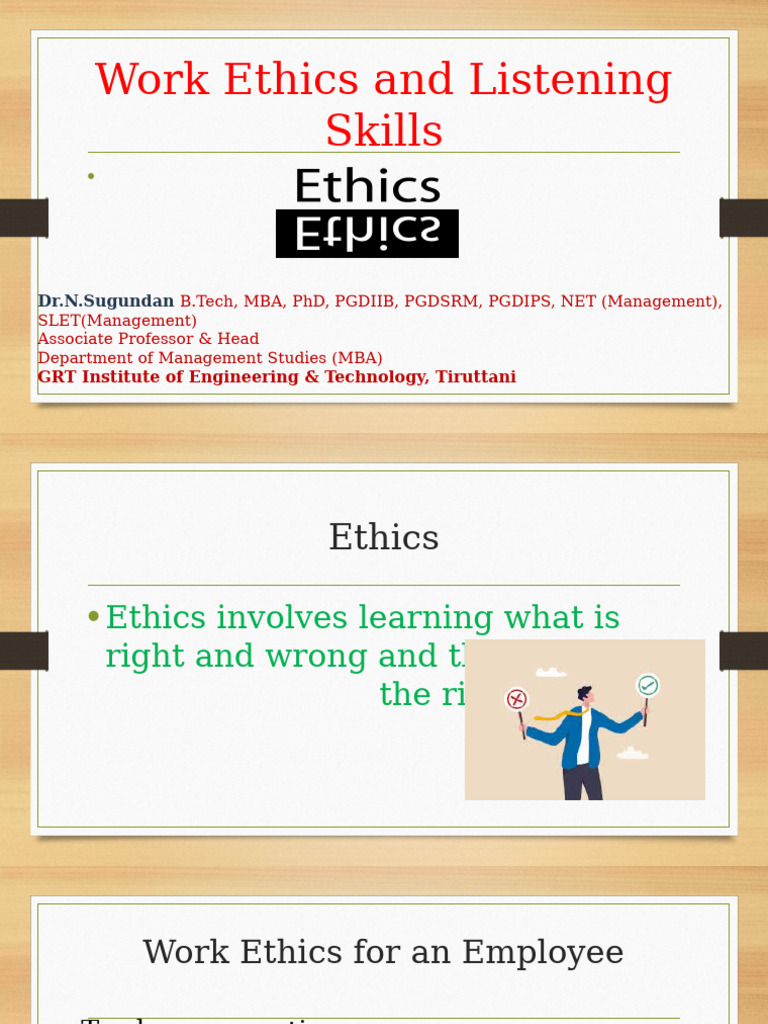 Work Ethics and Listening Skills | PDF | Nonverbal Communication ...