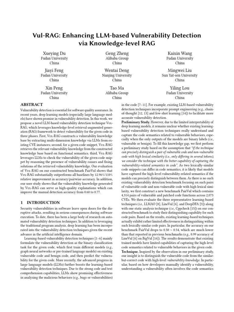 Vul-RAG Enhancing LLM-based Vulnerability Detectio | PDF | Computing