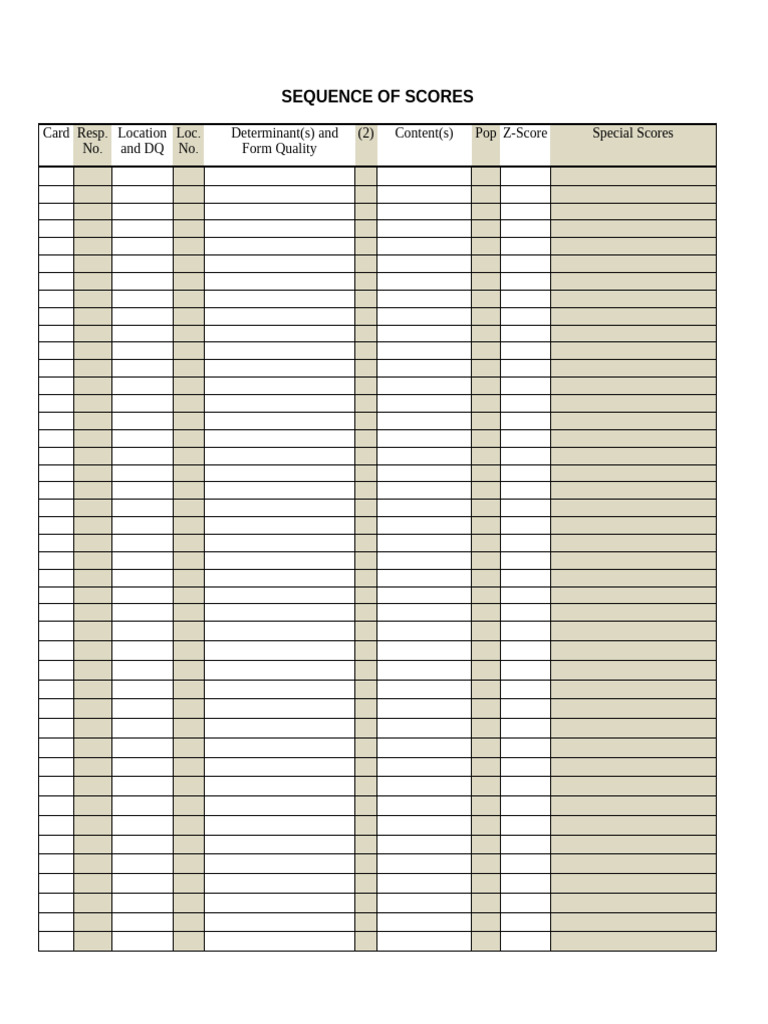 01 Sequence of Scores Sheet | PDF