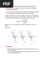 Minimum Deviation Angle Experiment | PDF