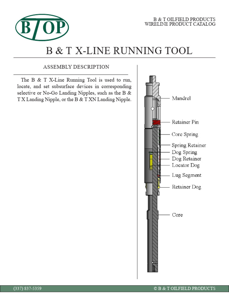 B&T X-Line Running Tool Specifications | PDF | Fuel Production | Petroleum