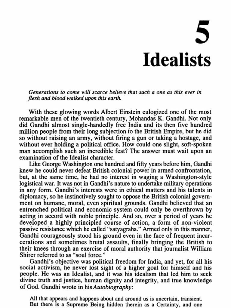 Please Understand Me II - The Idealists | PDF | Idealism | Mahatma Gandhi
