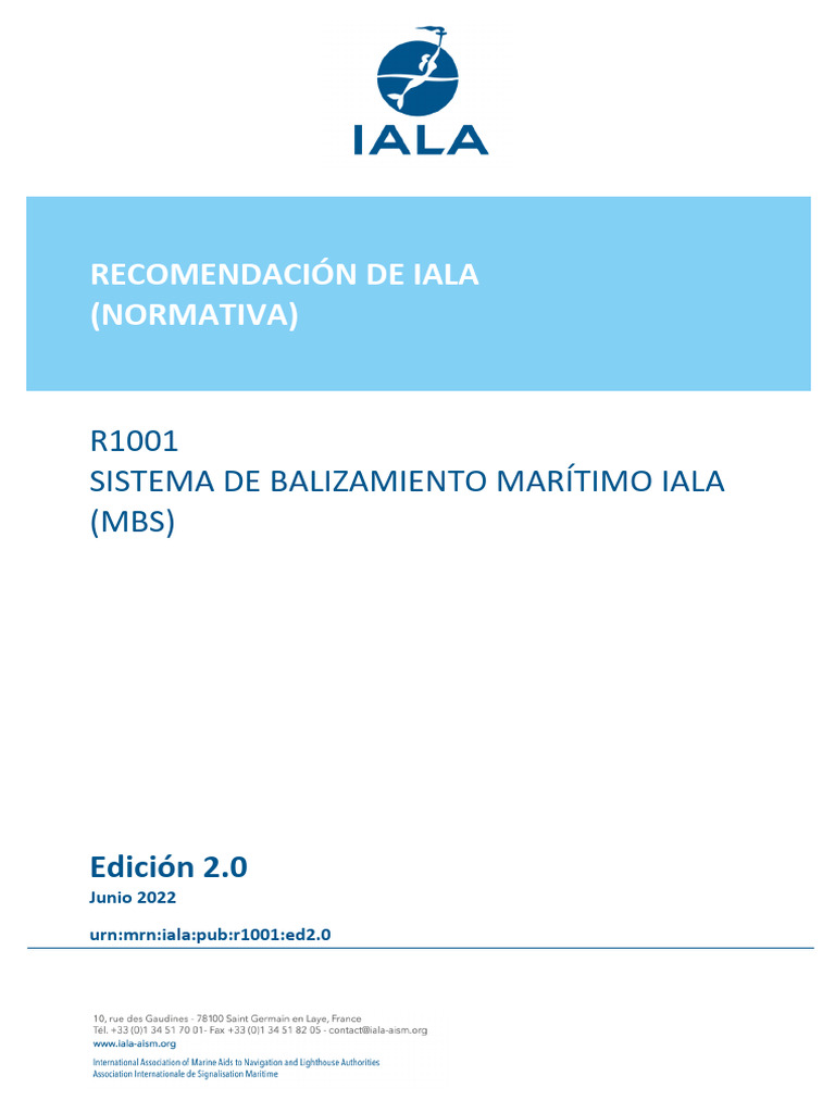 Normativa IALA R1001: Balizamiento Marítimo | PDF | Navegación
