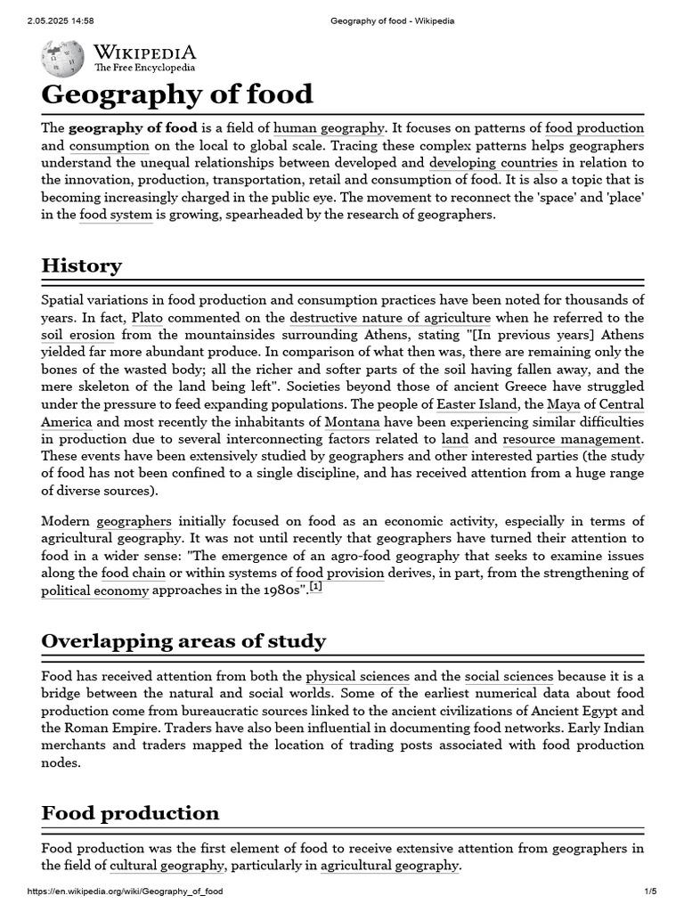 Geography of Food Production and Issues | PDF | Agriculture | Earth ...