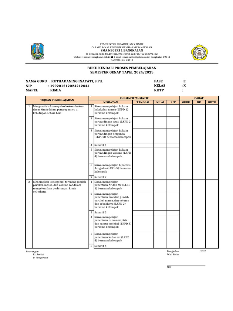 Buku Kendali Proses Akademik 2025 X | PDF