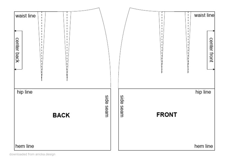 Printable Basic Skirt Pattern Two Darted | PDF