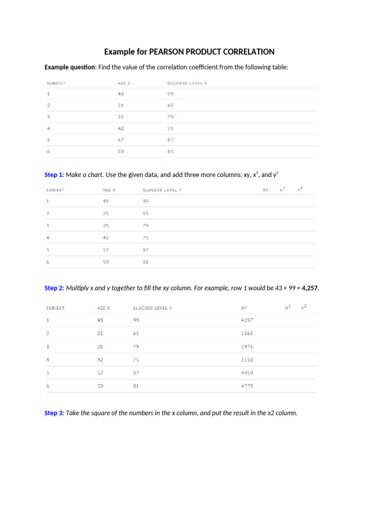 Example For PEARSON PRODUCT CORRELATION | PDF