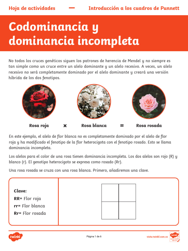 Dominancia Incompleta y Codominancia | PDF | Dominancia (Genética ...