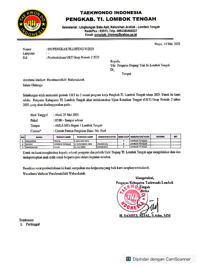 Jadwal UKT Geup Periode 2 | PDF