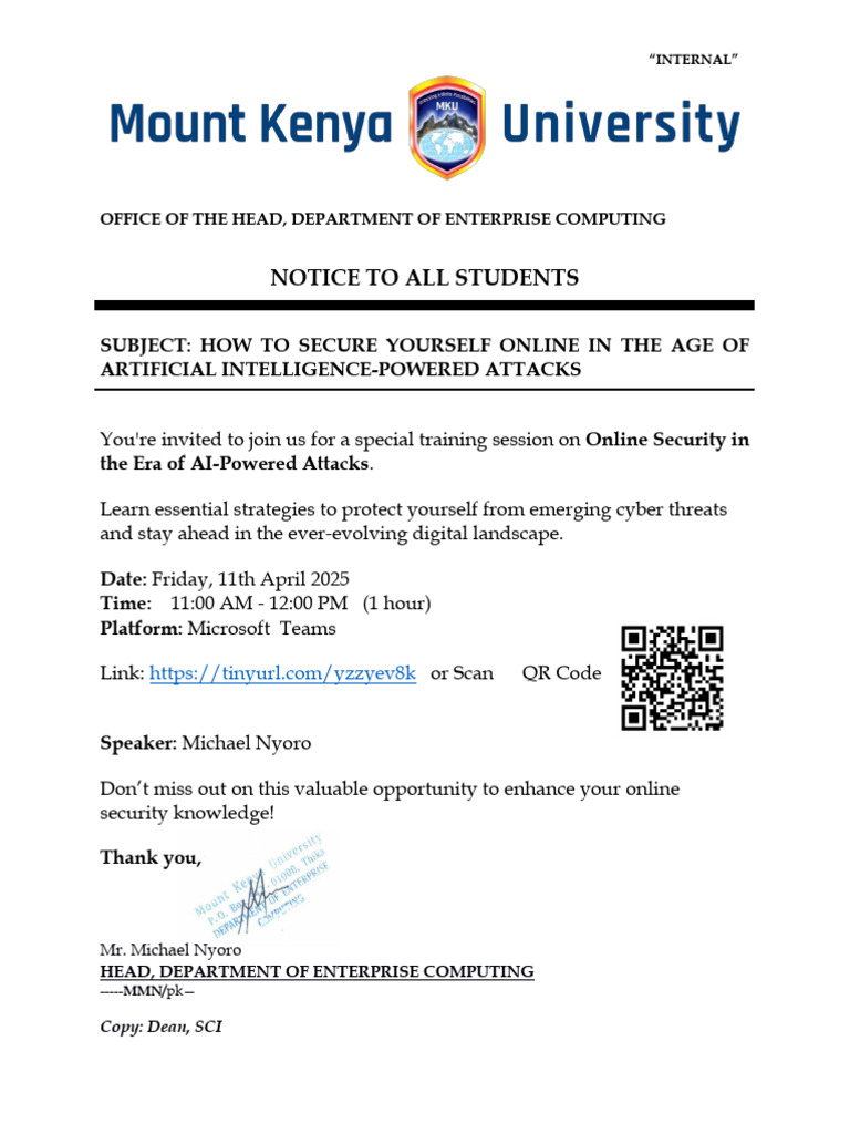 Notice To All Lecturers Students 2025 | PDF