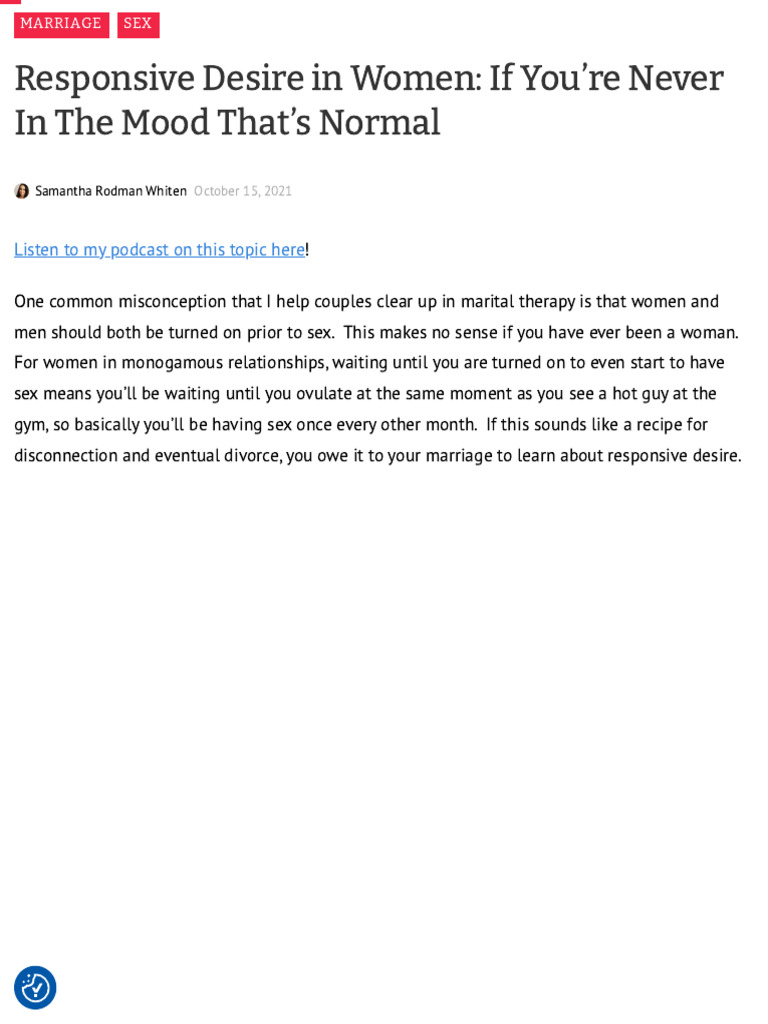 Responsive Desire in Women - Never in The Mood - That Is Normal | PDF ...