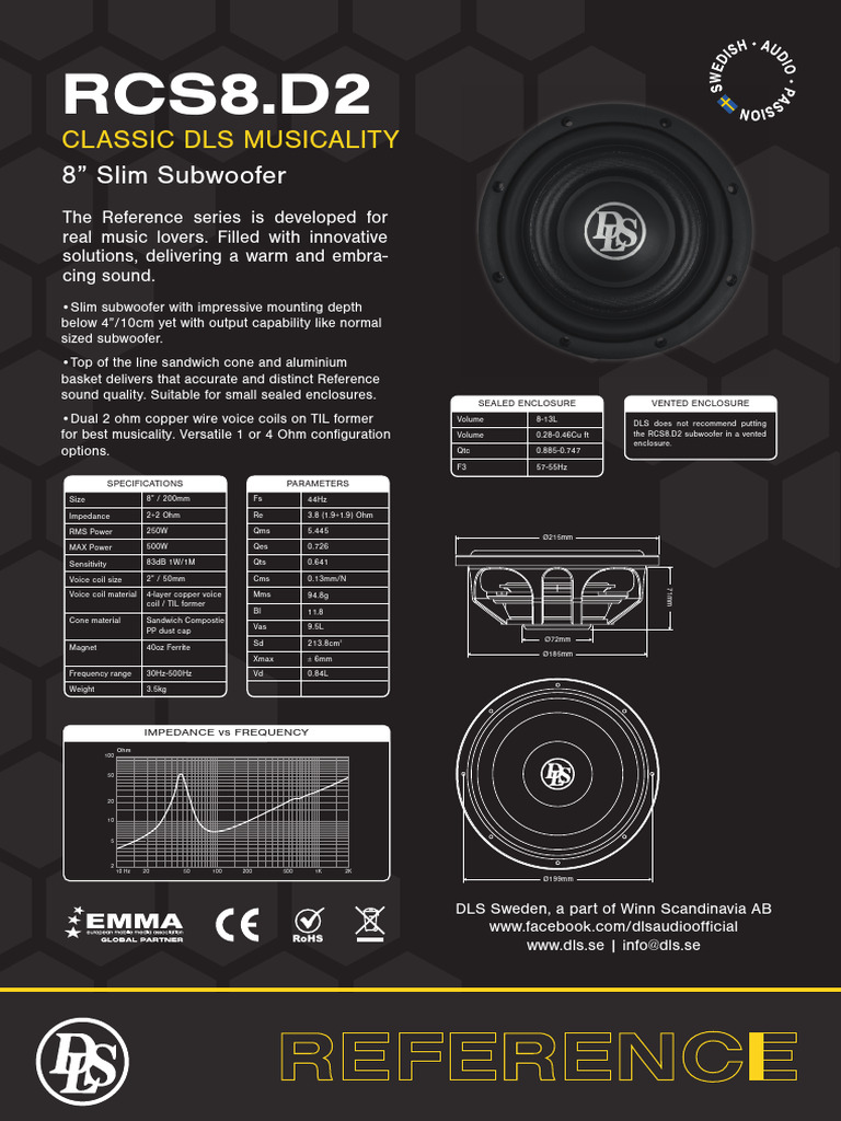 DLS Reference RCS8.D2 Datasheet | PDF | Audio Engineering | Electrical Engineering