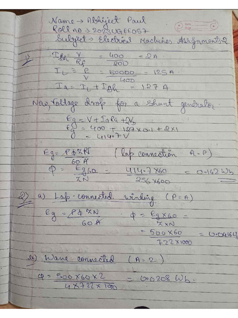Electrical Machines 1 Assignment-2 - Compressed | PDF