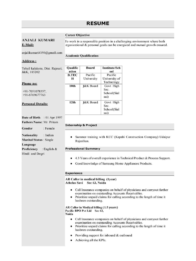 Anjali Updated Resume | PDF